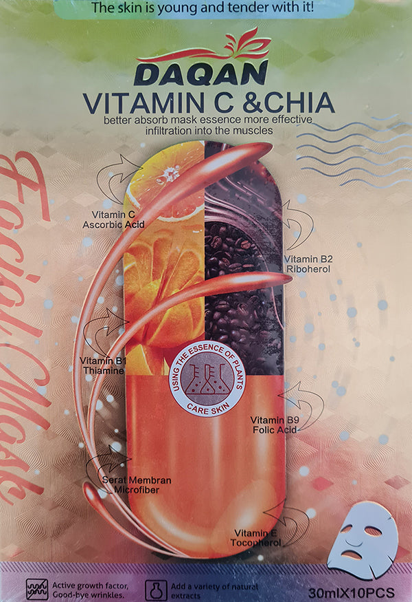 Daqan - Vitamin C & Chia Facial Masks Intensive (10Pc)| My Mom And Me